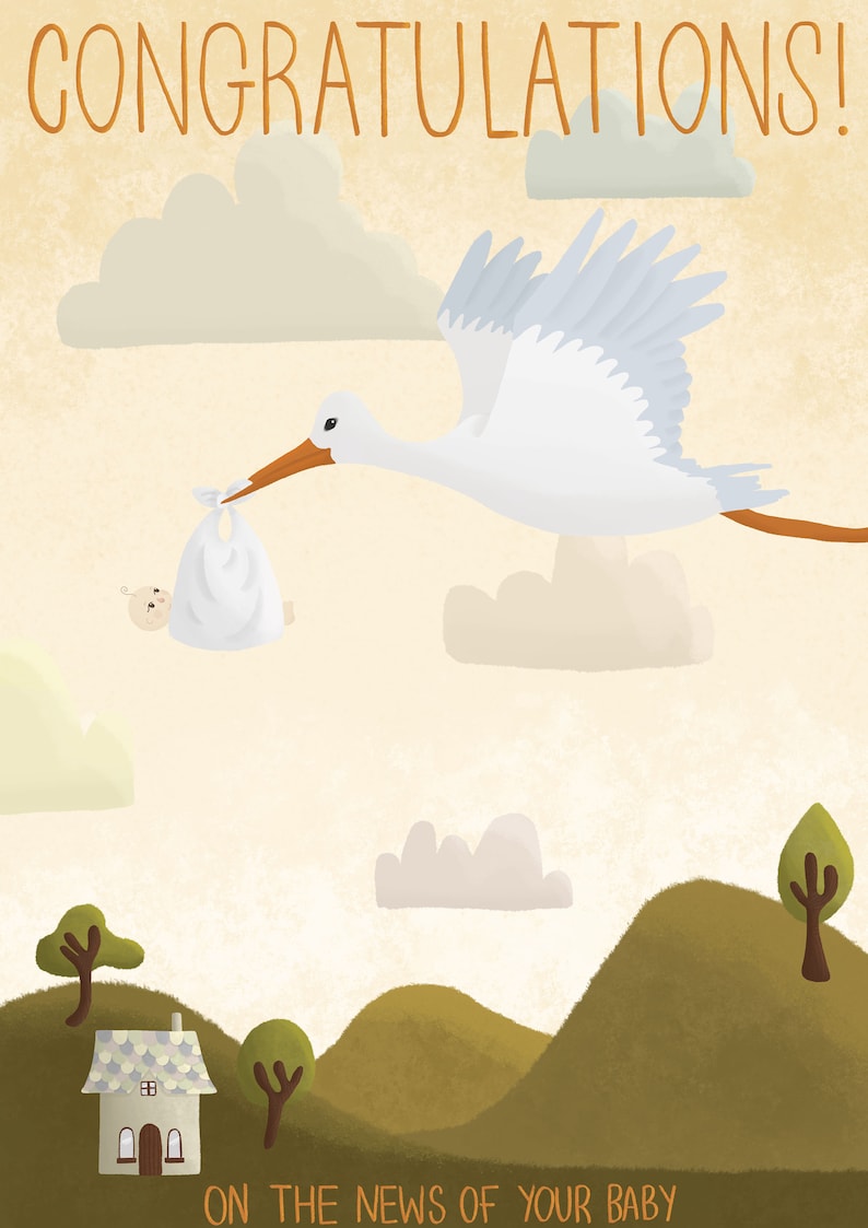 New Baby Card Neutral New Born Congrats Card A6 Baby Card - Etsy