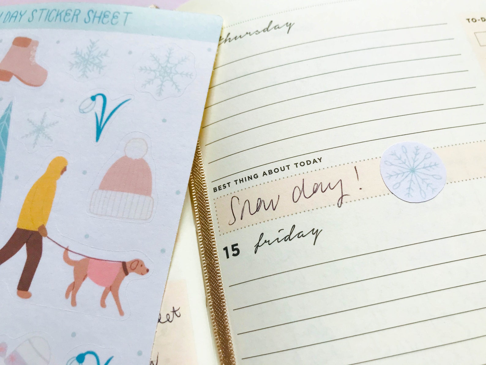 Snow day sticker sheet Winter planner stickers Winter | Etsy