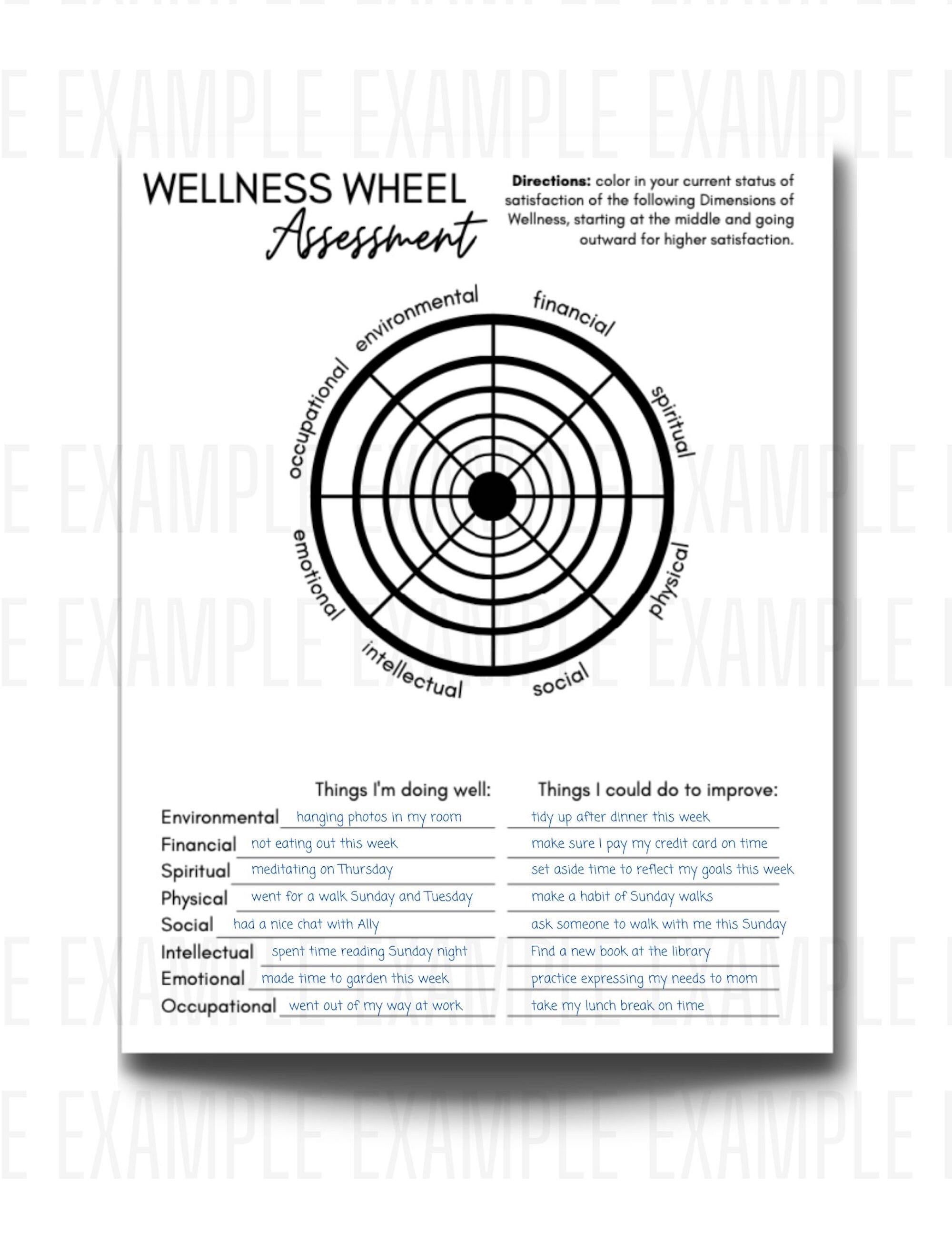 Dimensions of Wellness Self-assessment for Mental Health - Etsy