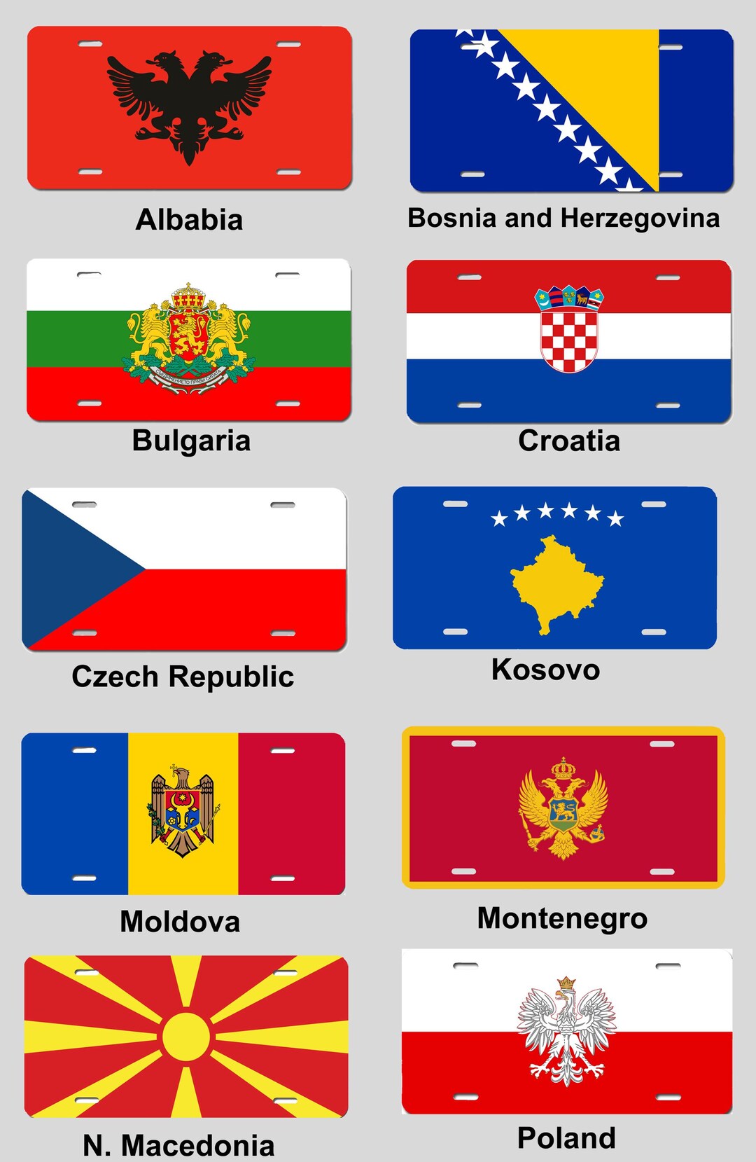 Eastern European National Flag License Plate, for Front of Car, Mailbox ...
