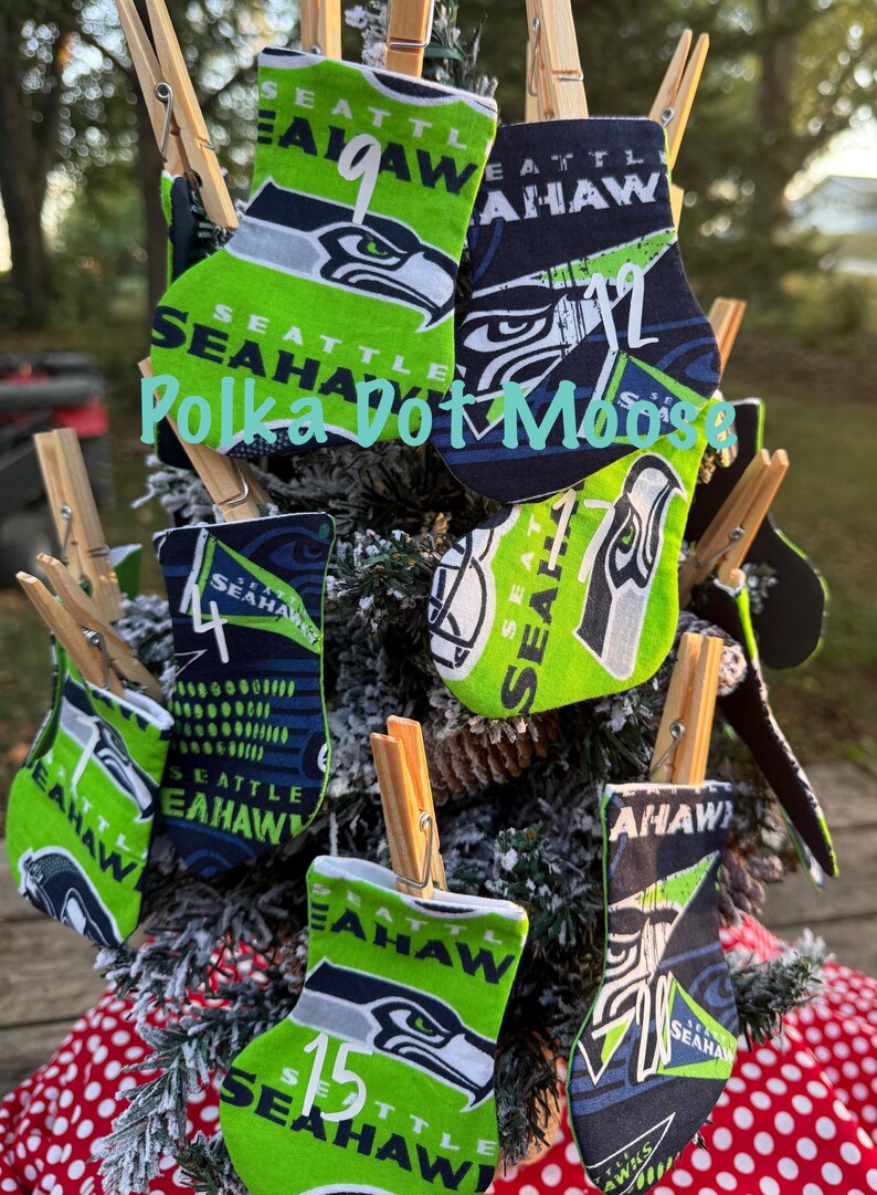Seattle Seahawks Christmas Advent Calendar Stockings - Etsy