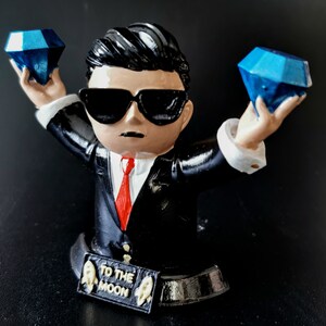 Hand Painted WSB - Wall Street Bets - Diamond Hands Figurine 3D Resin Printed Statue - "to the ...