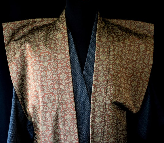 Samurai Style Silk Brocade Japanese Men's Woven Kimo… - Gem