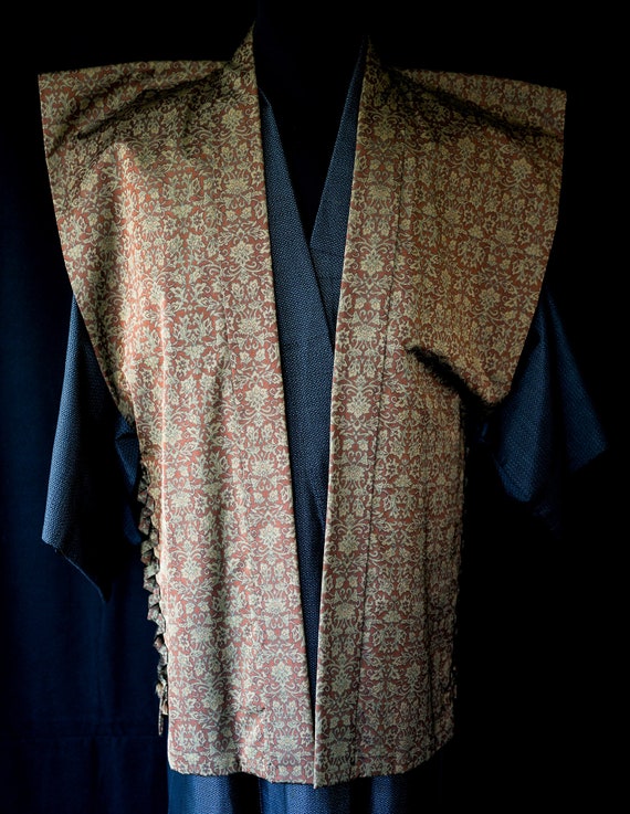 Samurai Style Silk Brocade Japanese Men's Woven Kimo… - Gem