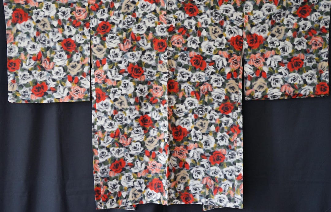 Rare Meisen Hundred Roses Haori, Vintage Silk Japanese Kimono, Ex Con ...