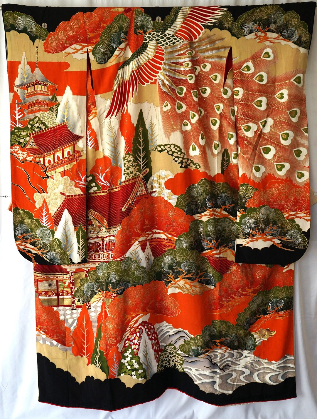 Rare Antique Hikifurisode Silk Wedding Kimono Geisha Geiko Maiko ...