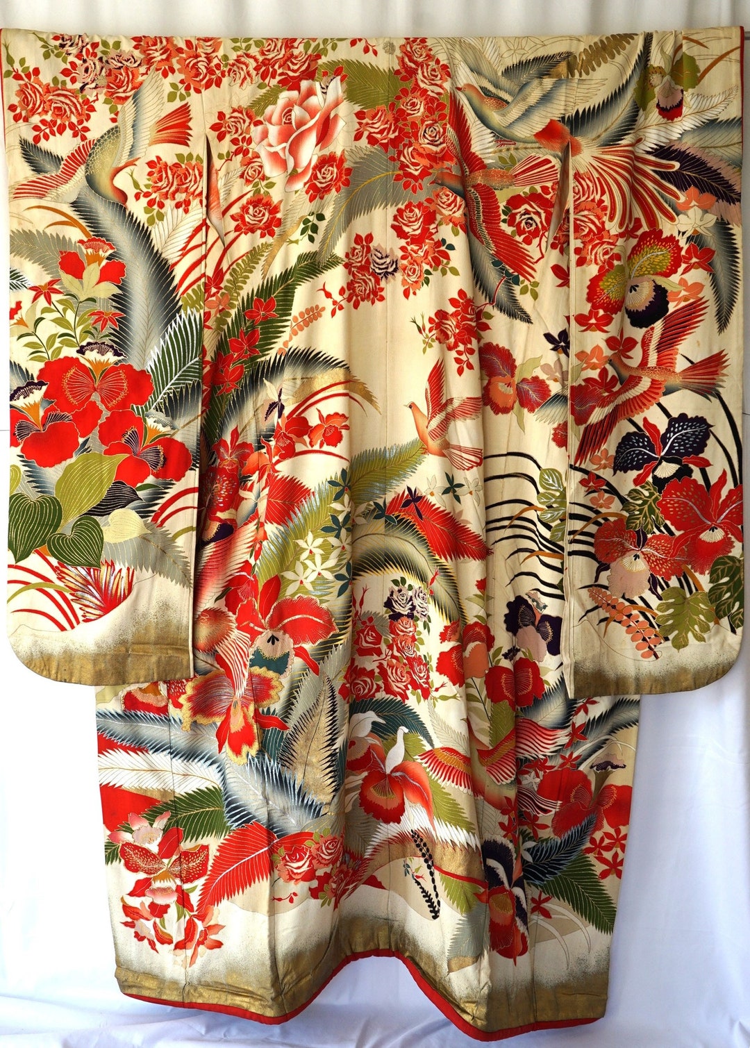 Romantic Antique Wedding Taisho Roman Silk Hikifurisode, Uchikake ...