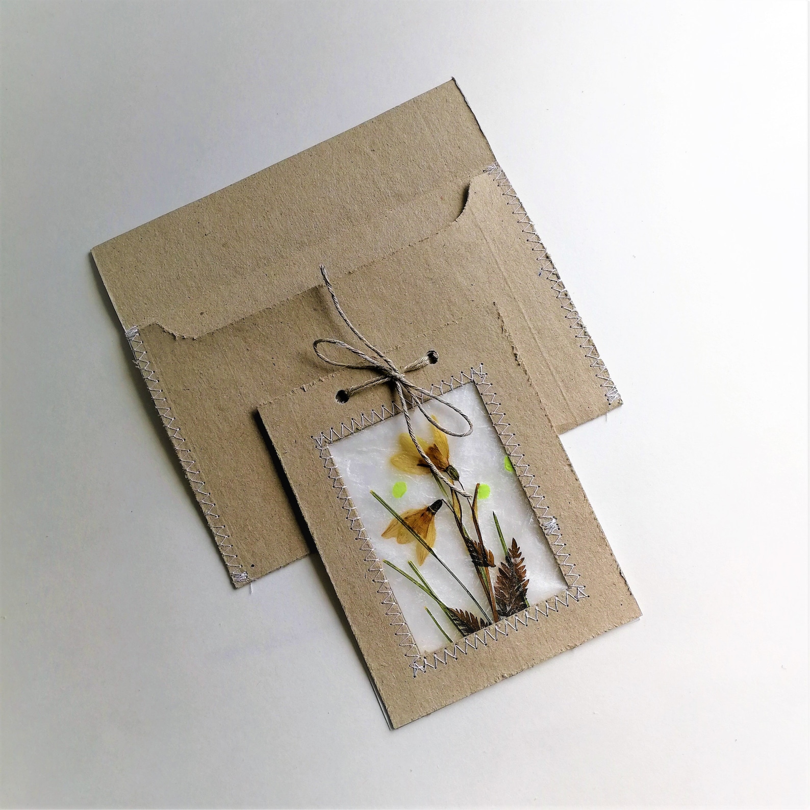 Real Pressed Flower Hand Made Paper Unique Cards and Envelopes Set of 5 ...
