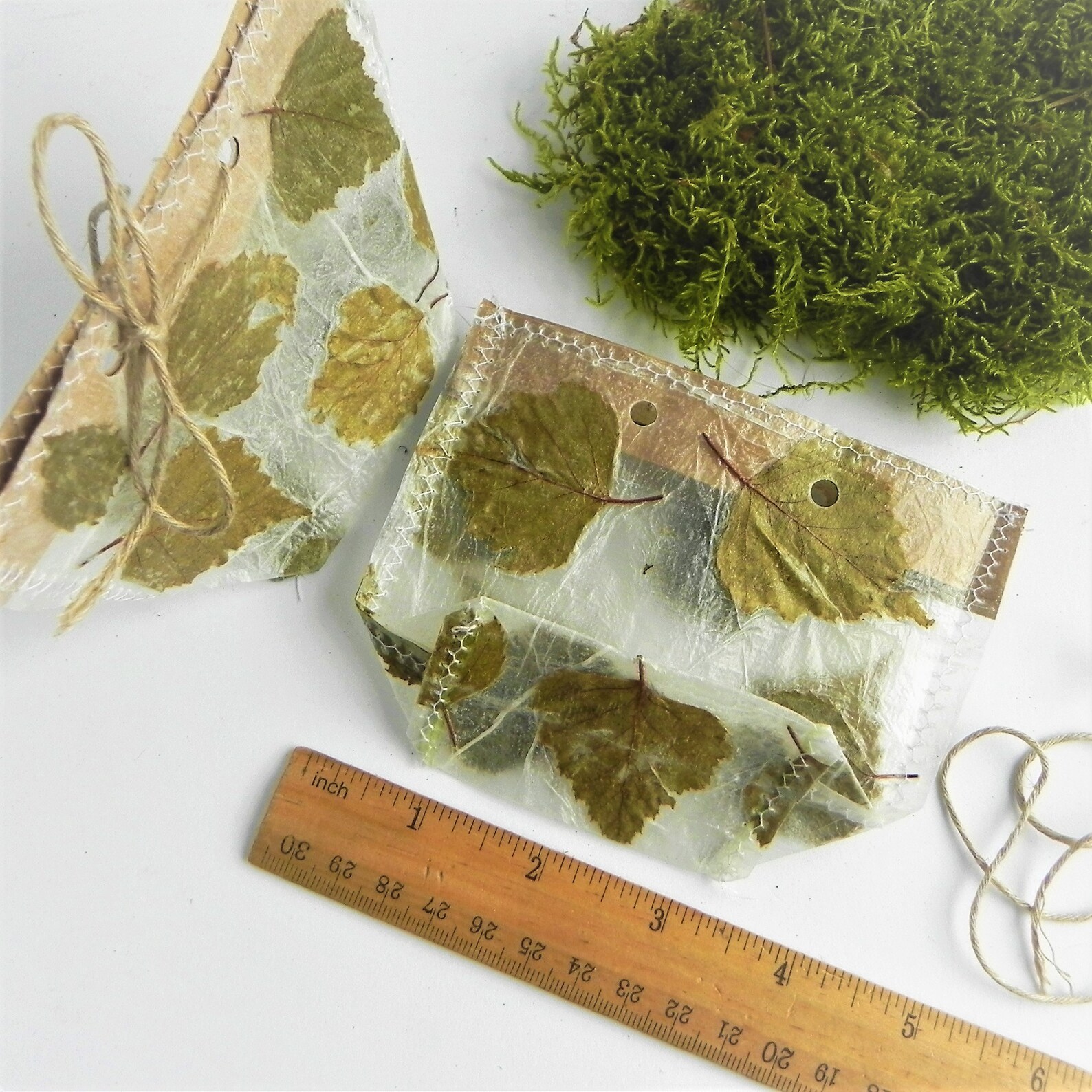 Eco Favor Bags With Real Birch Leaf, Forest Green Wedding Small Gift ...