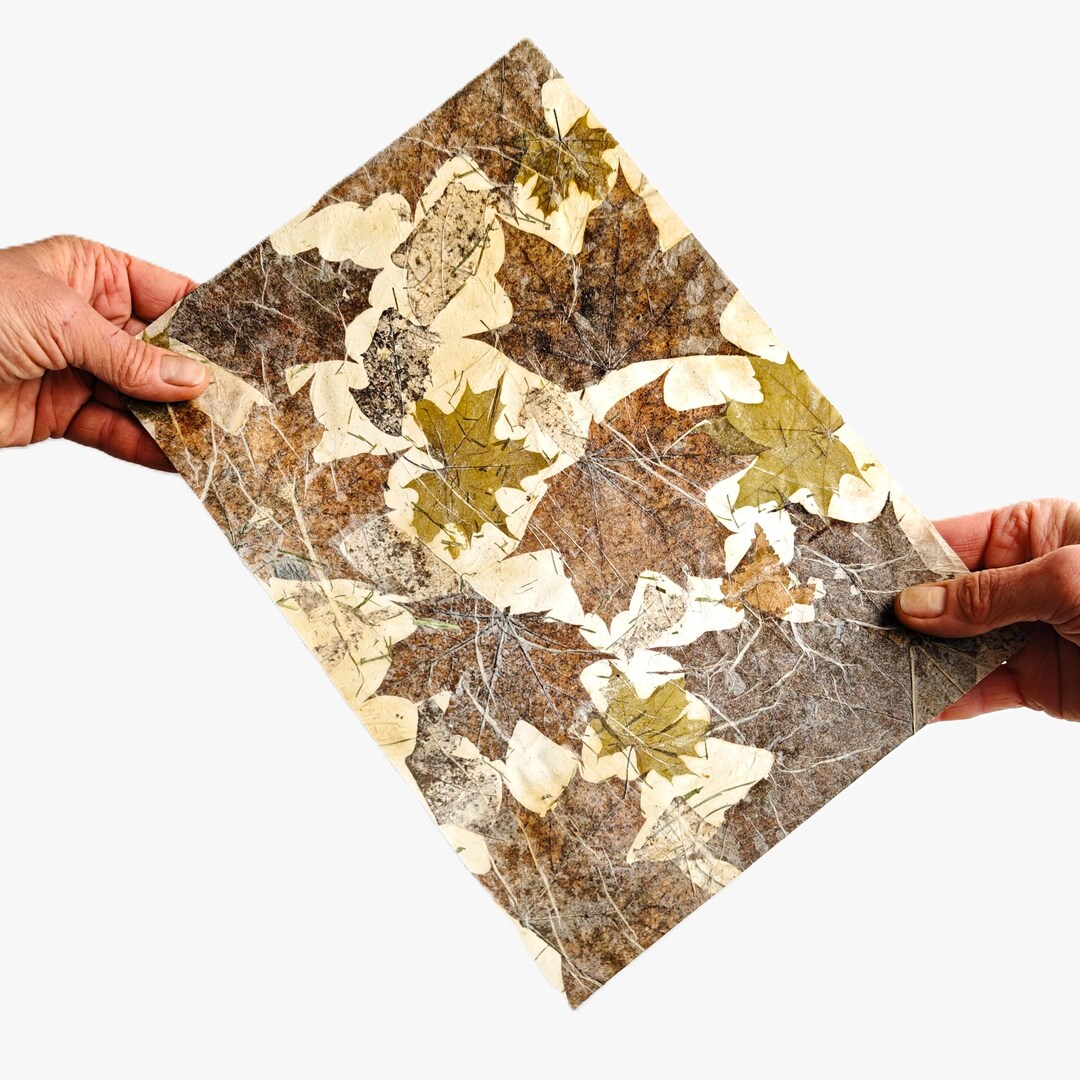 Vintage Handmade Paper, Real Maple Leaf Papers for Collage, Journal ...