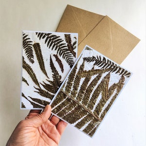 Pressed Fern Card, Homemade Paper Note Cards, Greenery Botanical Gift ...