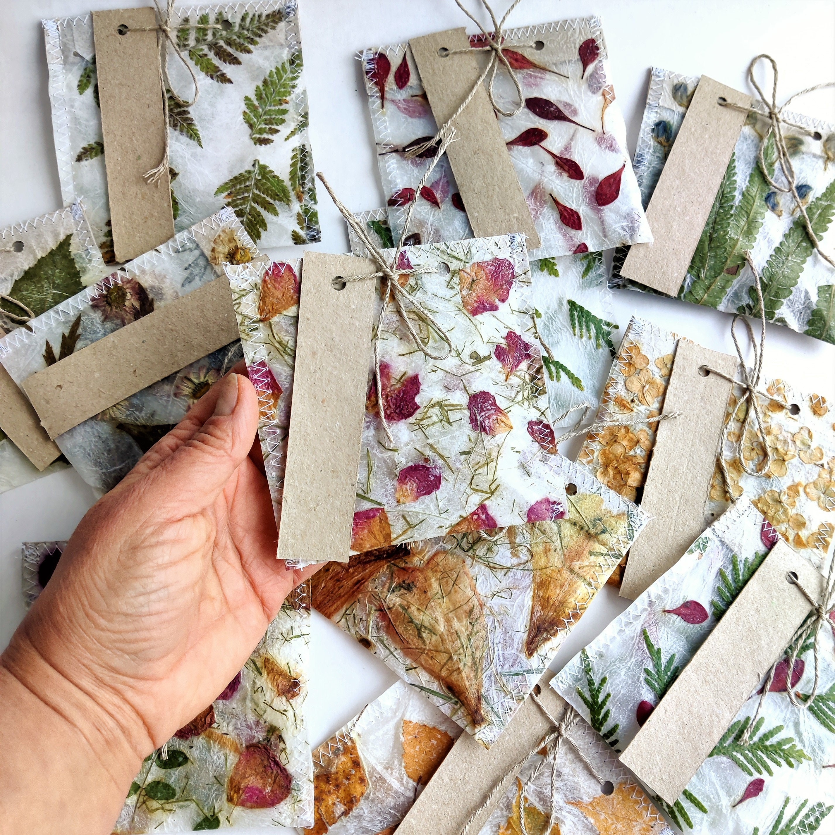 Small Gift Bags Handmade Paper Pressed Flowers Mini Favor Bag Set - Etsy