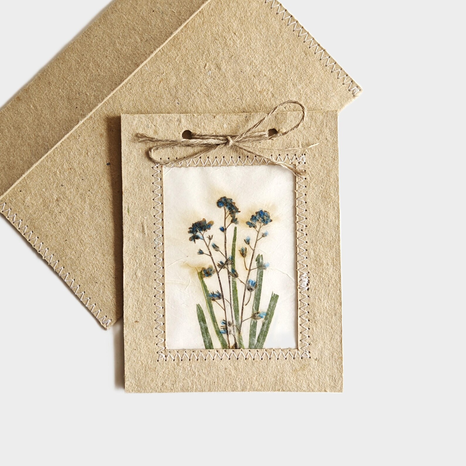 Handmade Paper With Dried Flowers Cards and Envelopes, Pressed Flowers ...