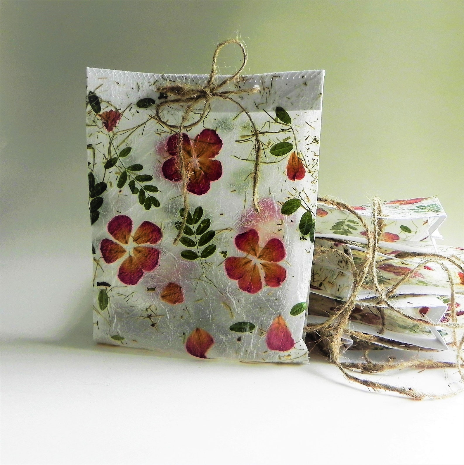 Natural Handmade Paper Gift Bags With Real Rose Flower - Etsy