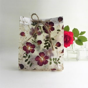 Natural Handmade Paper Gift Bags With Real Rose Flower - Etsy