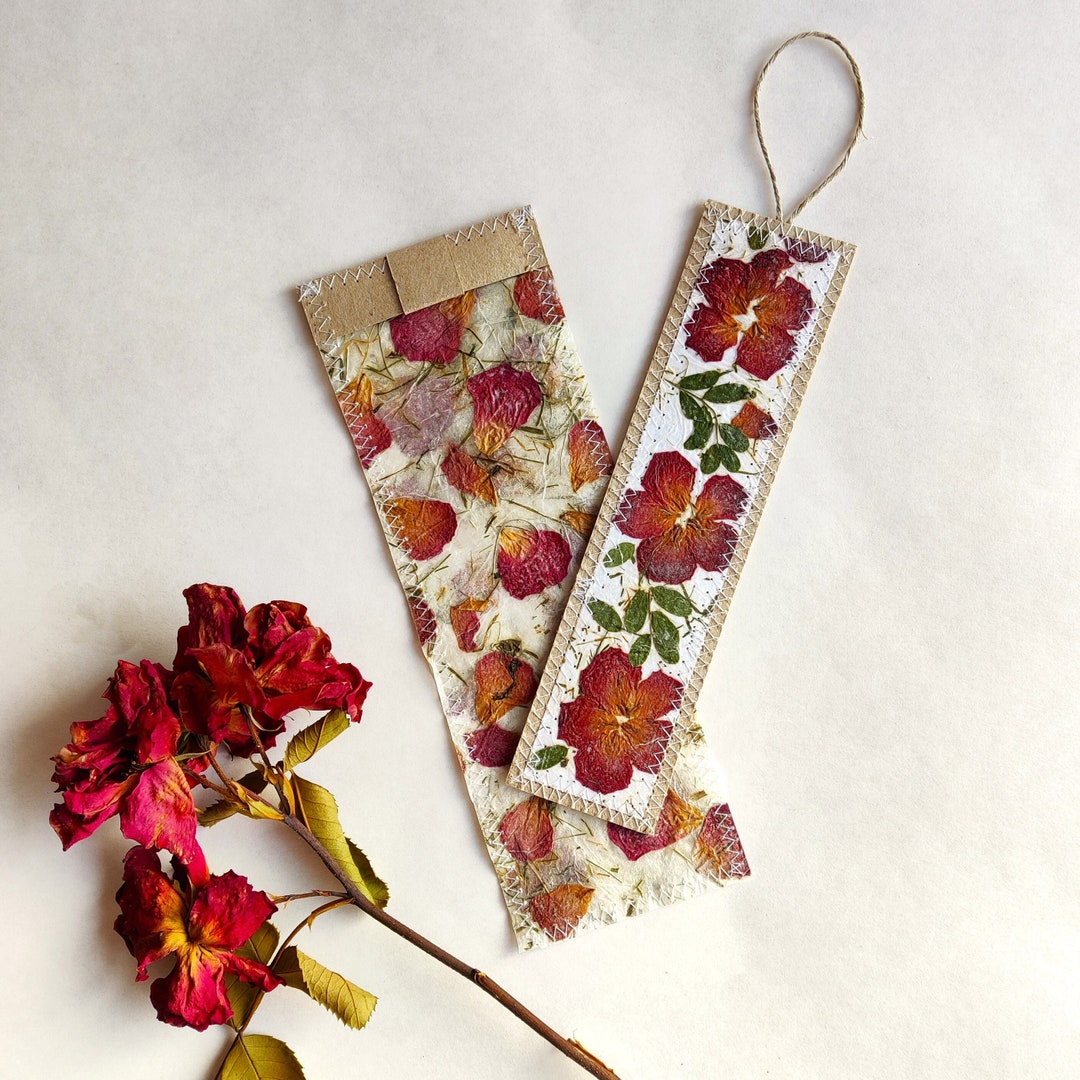 Pressed Flower Bookmark With Tassel, Handmade Paper Gift - Etsy UK