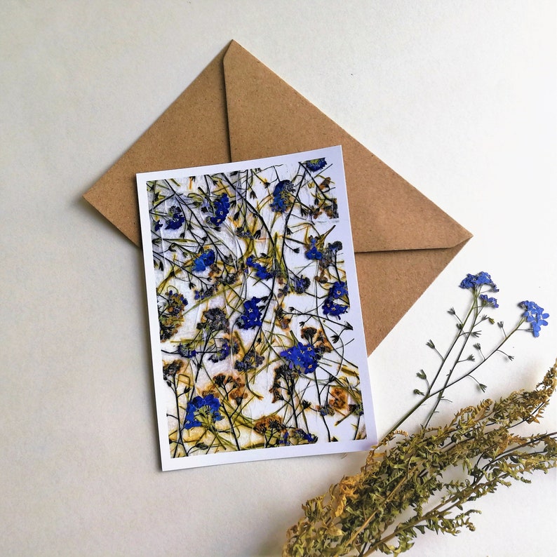 Blue Forget Me Not Flower Card and Envelope - Etsy