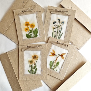 Handmade Paper With Dried Flowers Cards and Envelopes, Pressed Flowers ...