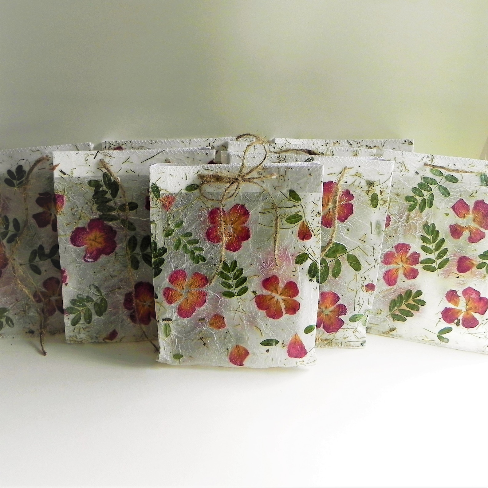 Natural Handmade Paper Gift Bags With Real Rose Flower - Etsy