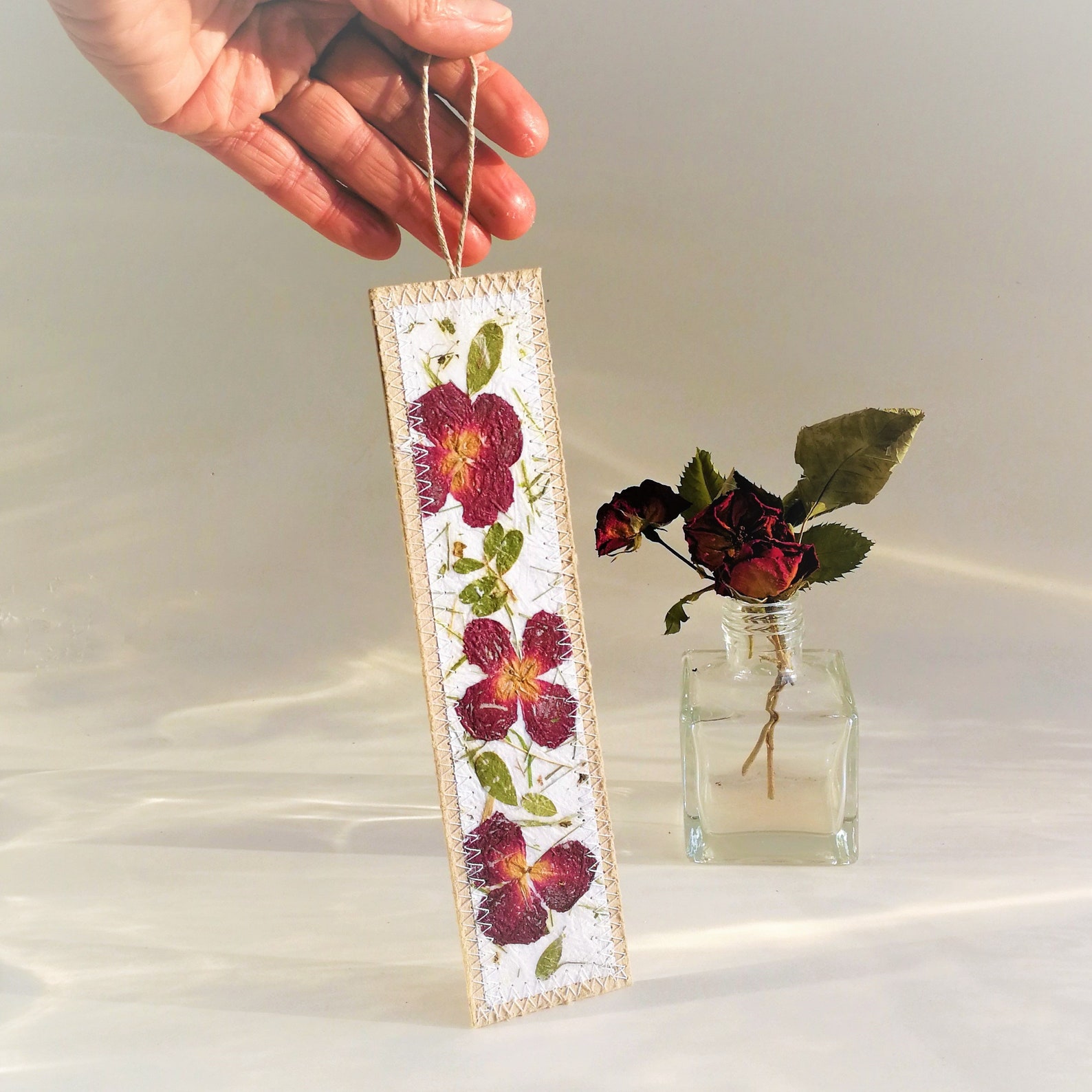 Pressed Roses Flower Bookmarks Handmade Book Lovers Hygge - Etsy
