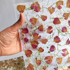 Pressed Flower Petals Handmade Paper 3 Sheets for Gift, Art Journal ...