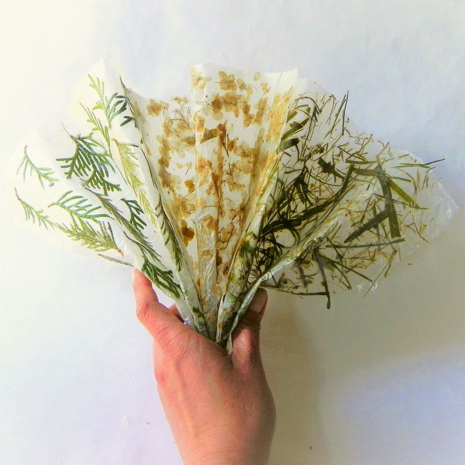 Handmade Floral Paper Set of 3 With Flowers, Plants, Leaves, Botanical ...