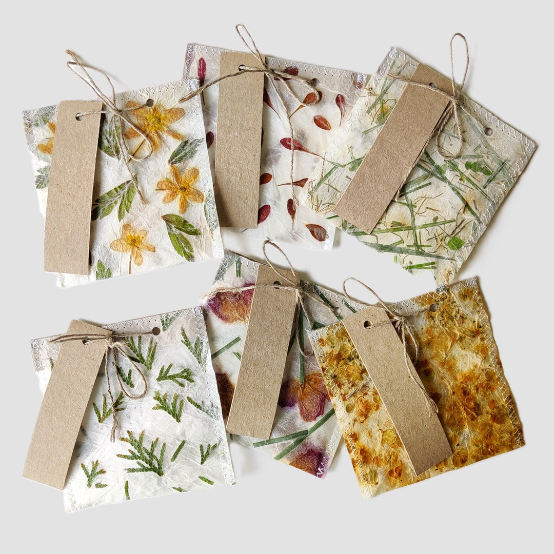Small Gift Bags Handmade Paper Pressed Flowers Mini Favor Bag Set - Etsy