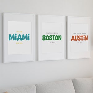 Miami, FL 'fins Up' Printable City Graphic 18x24 Inches Instant Digital ...