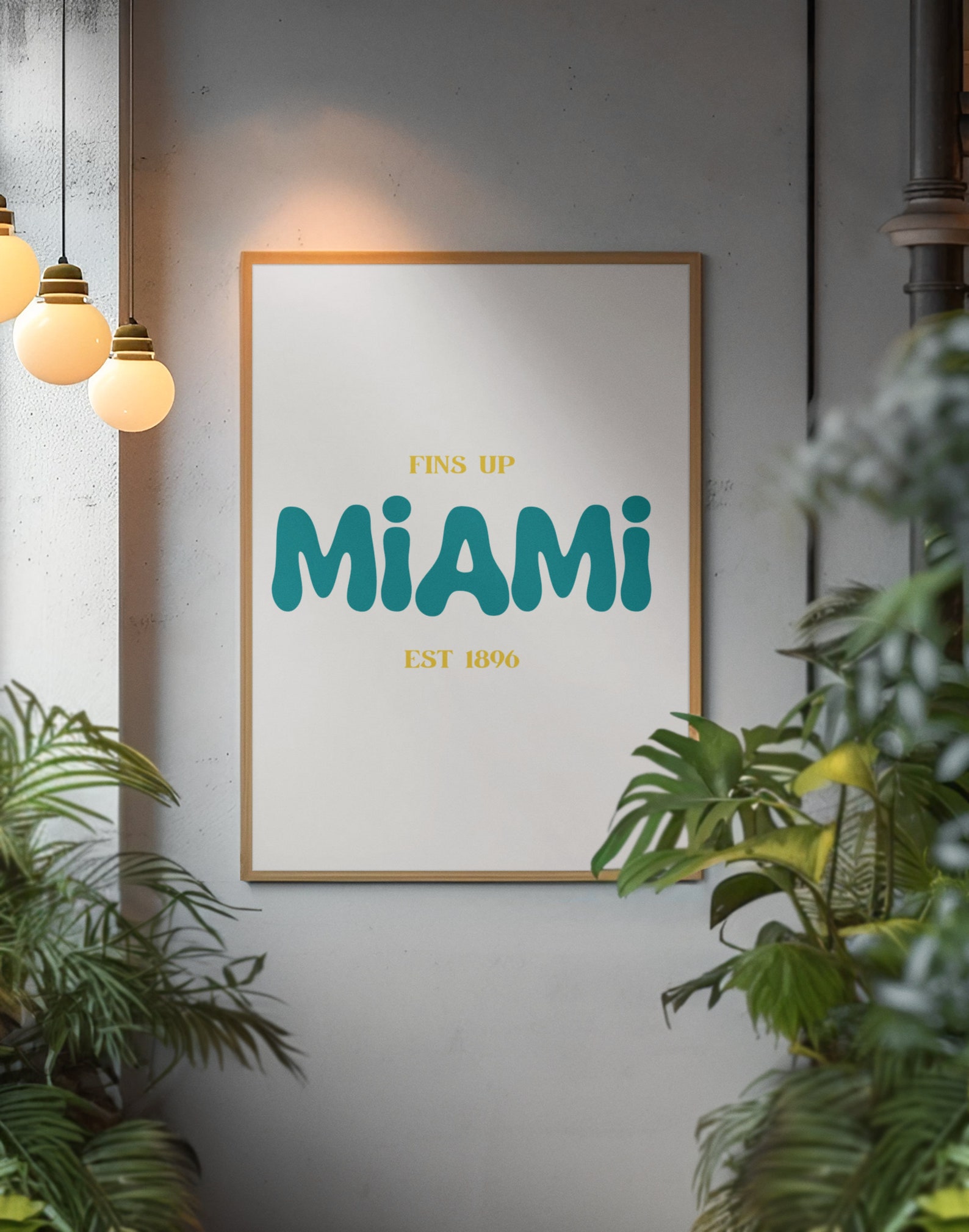 Miami, FL 'fins Up' Printable City Graphic 18x24 Inches Instant Digital ...