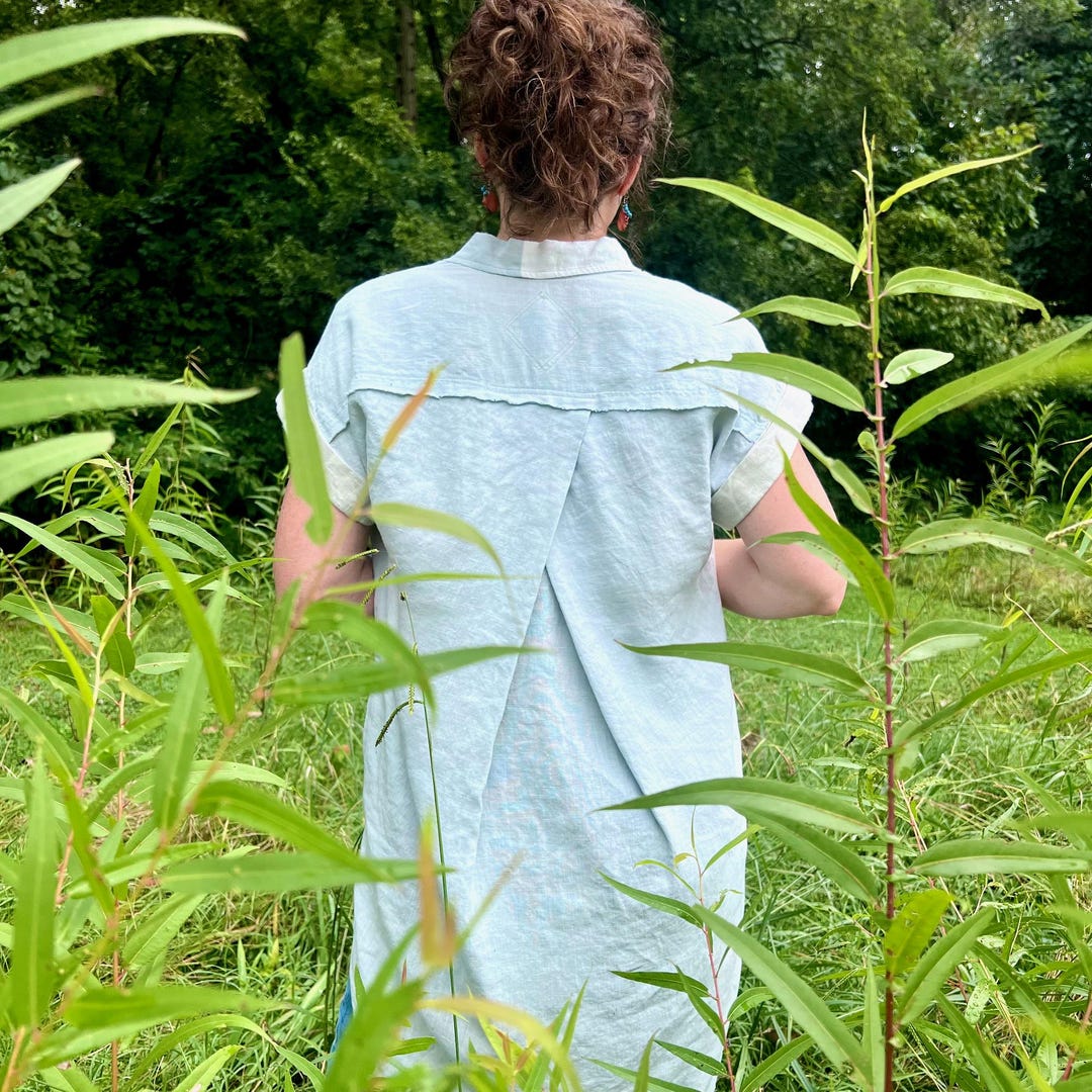 Linen Overlay Smock: MADE-TO-ORDER Button-up Long Layer With Pockets - Etsy