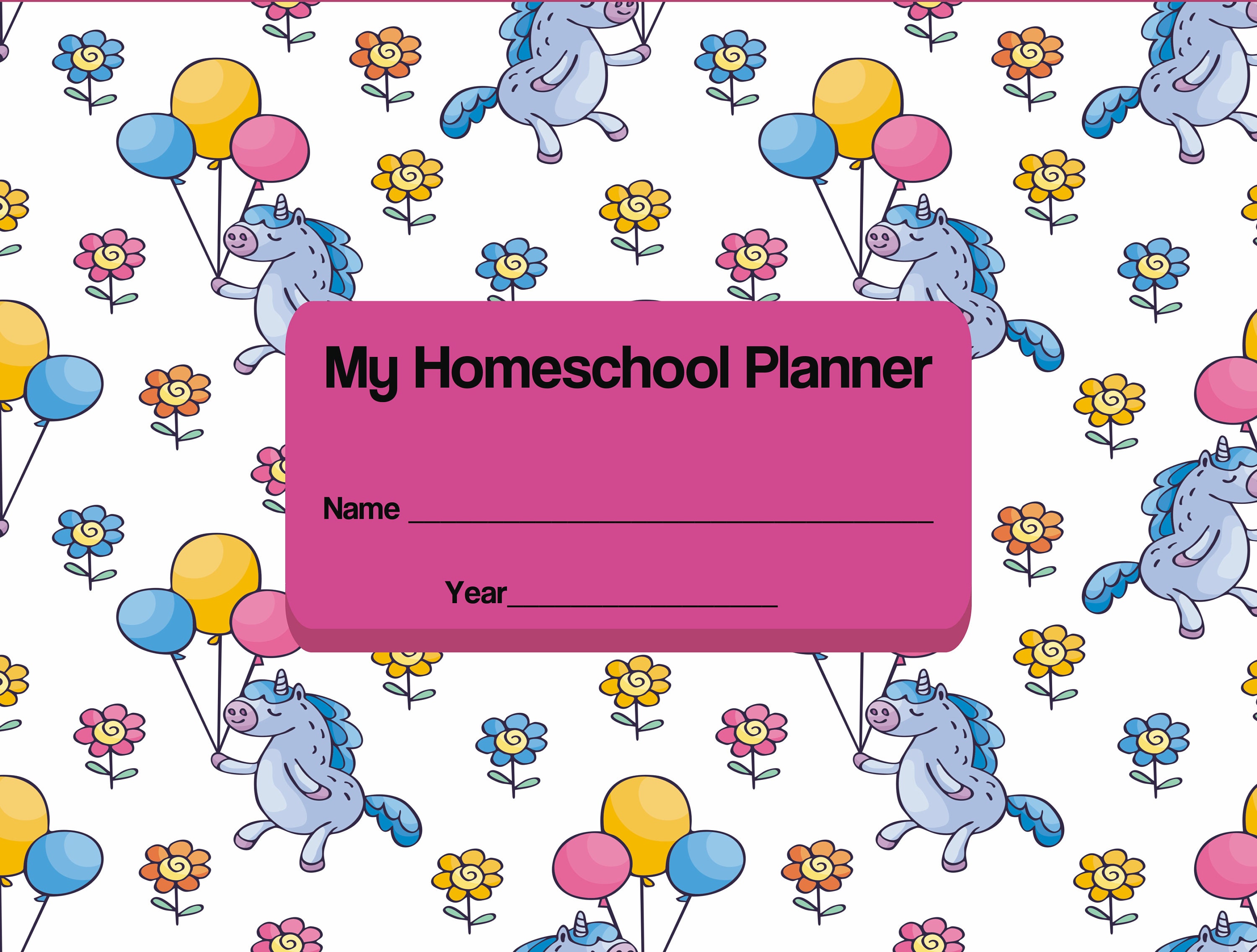 Unicorn Rainbow Homeschool Planner ~ Interactive Student-teacher Lesson ...