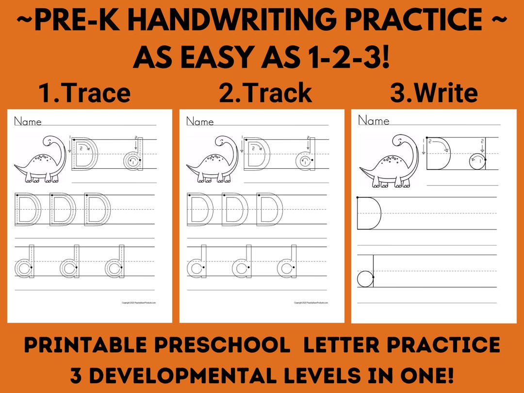 Preschool Print Handwriting Practice Printables ~traditional Horizontal ...