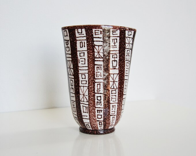 Vintage 1950s ALVINO BAGNI Rare, Early Ovoid Vase With Graphic ...