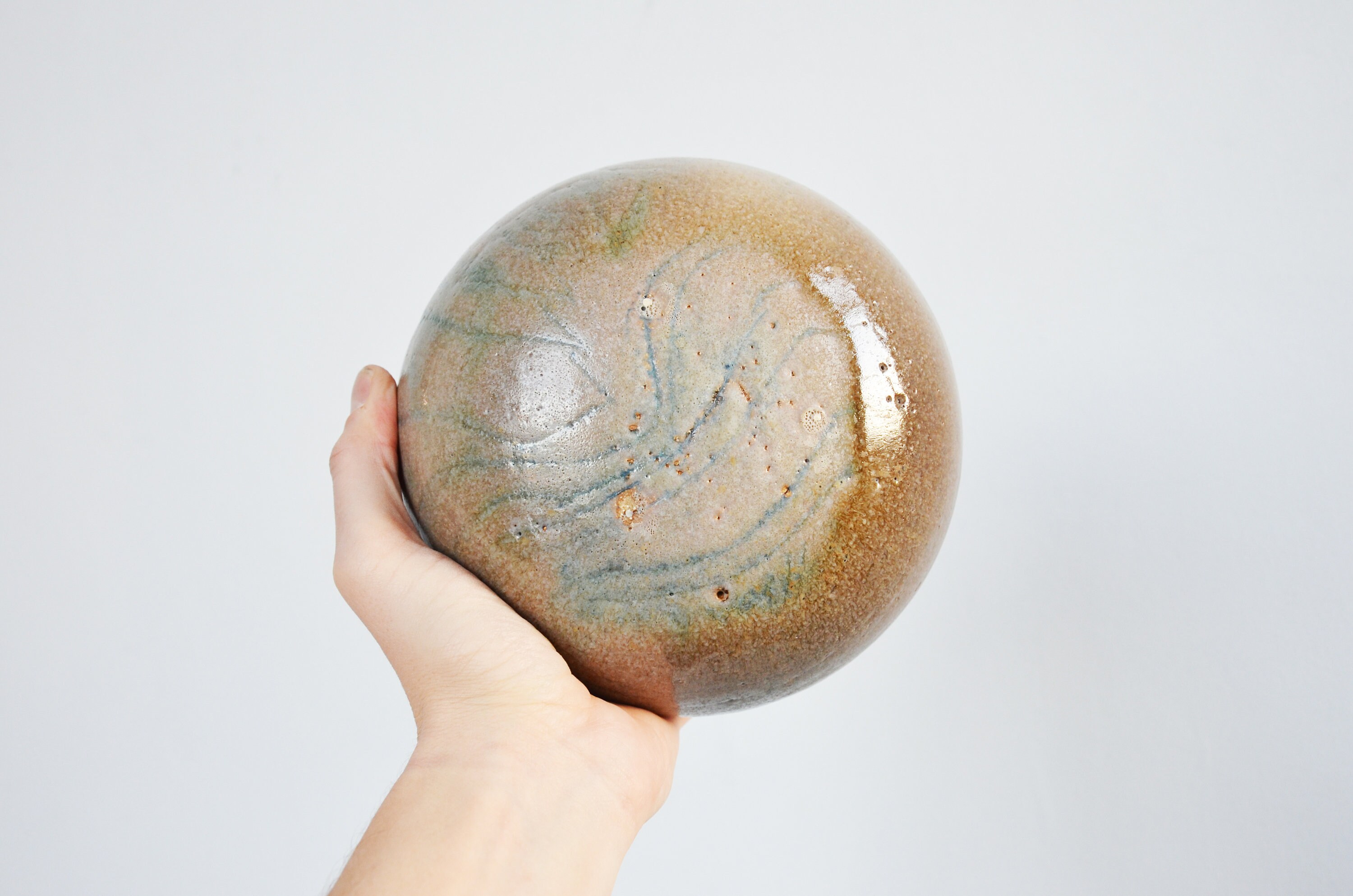 Vintage 1960s Northern European Studio Pottery Orb With Incised ...
