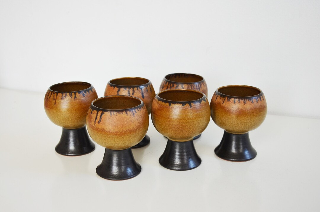 Vintage 1970s JAN + HELGA GROVE Set of Six Studio Pottery Goblets - Etsy