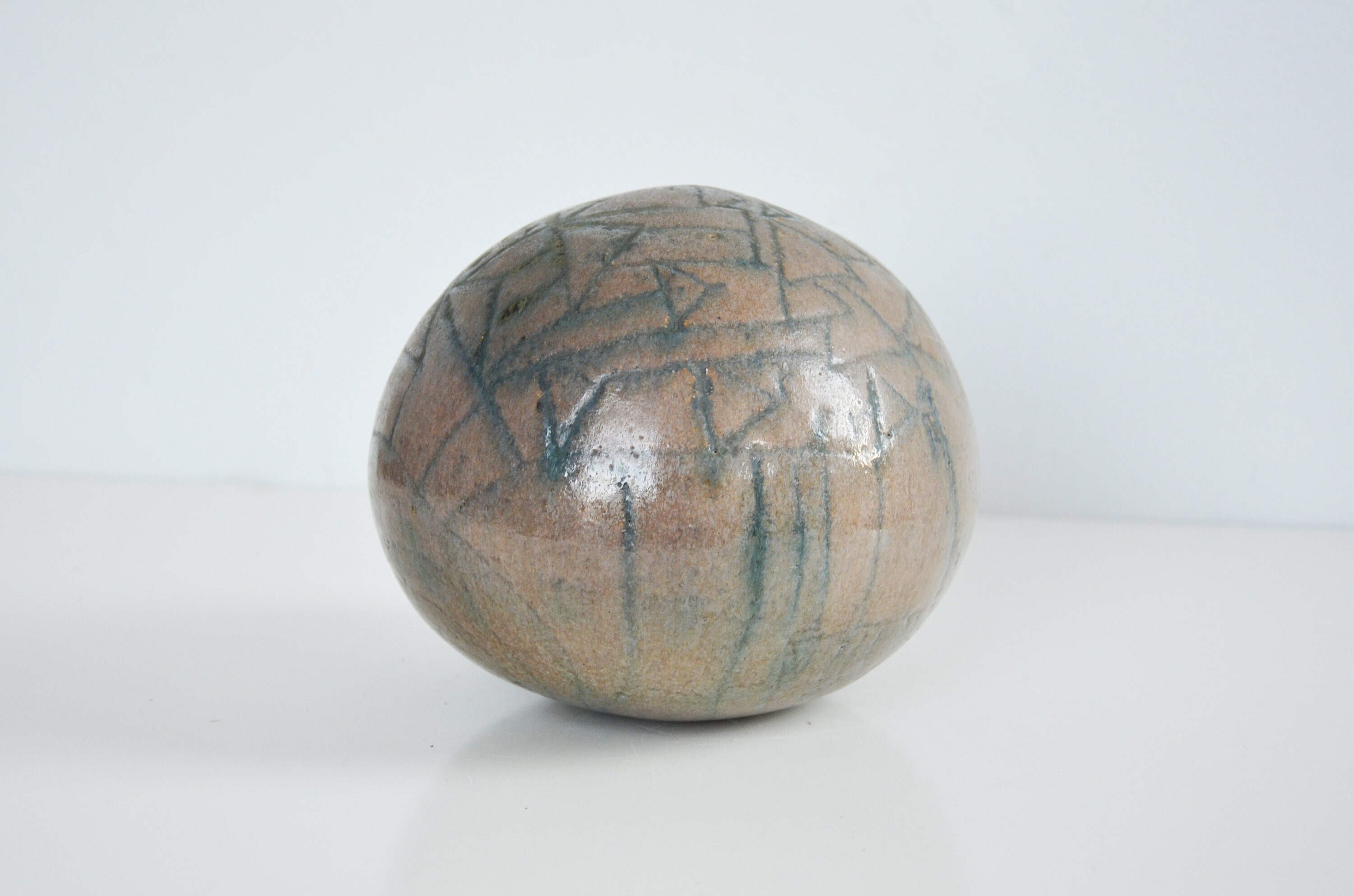 Vintage 1960s Northern European Studio Pottery Orb With Incised ...