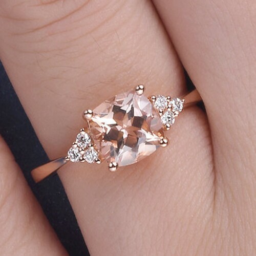 Antique Morganite Ring Rose Gold Oval Cut Morganite Engagement | Etsy