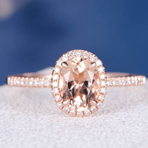 Emerald Cut Morganite Ring Rose Gold Engagement Ring Women Etsy