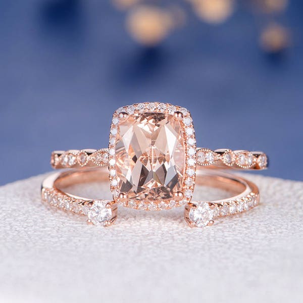 Rose Gold Cushion Cut Ring - Etsy