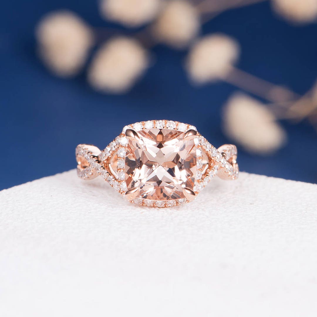 Morganite Infinity Ring Engagement Ring Rose Gold Ring Diamond - Etsy
