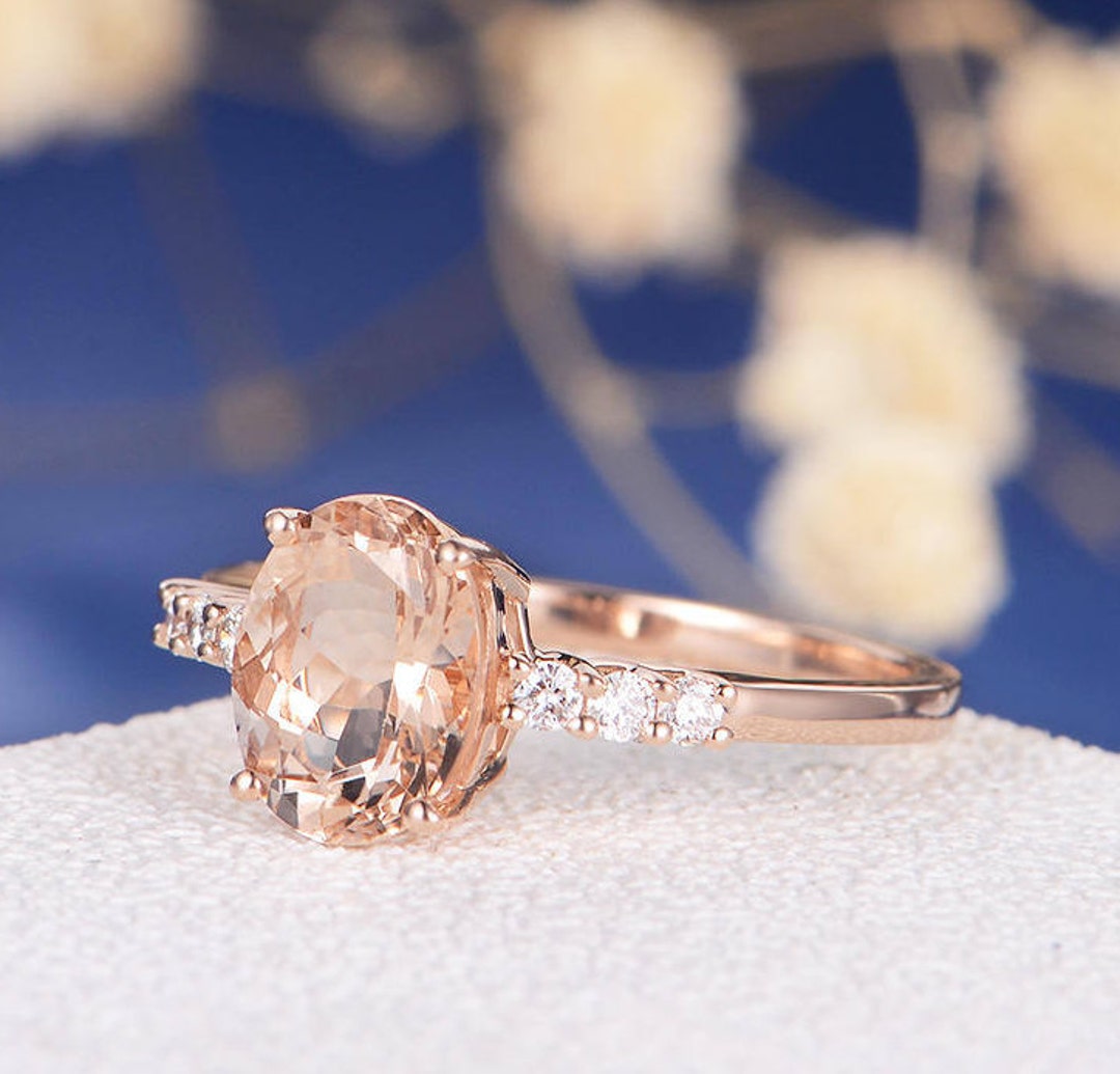 Morganite Engagement Ring Rose Gold Morganite Ring Minimalist Unique