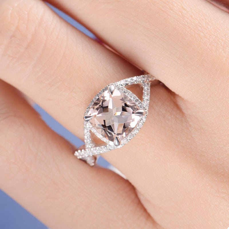 Morganite Infinity Ring Engagement Ring Rose Gold Ring Diamond | Etsy