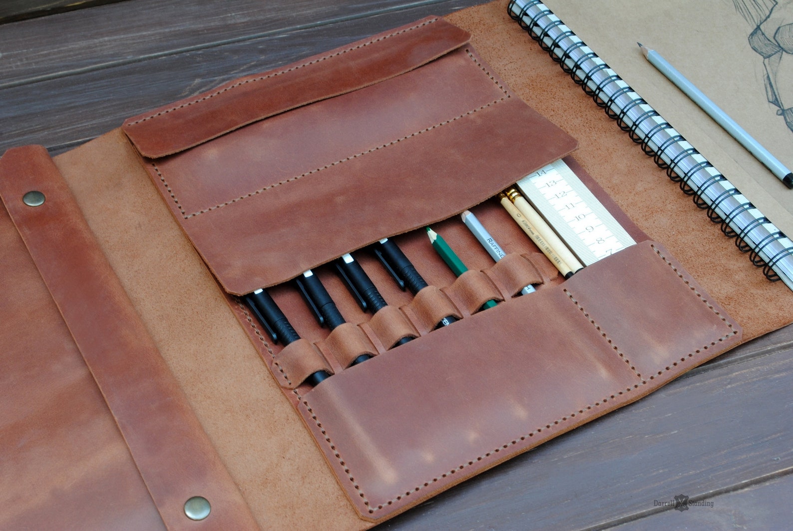 Leather sketchbook cover personalized artists gifts. For | Etsy