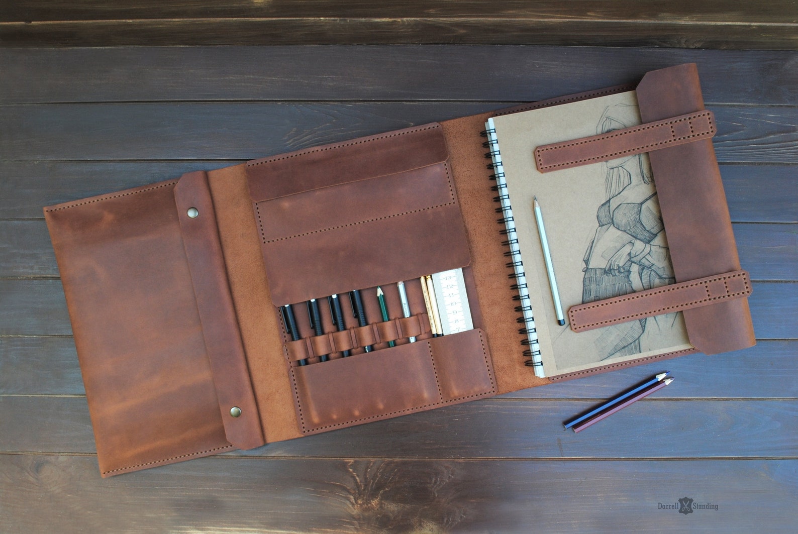 Leather sketchbook cover personalized artists gifts. For | Etsy