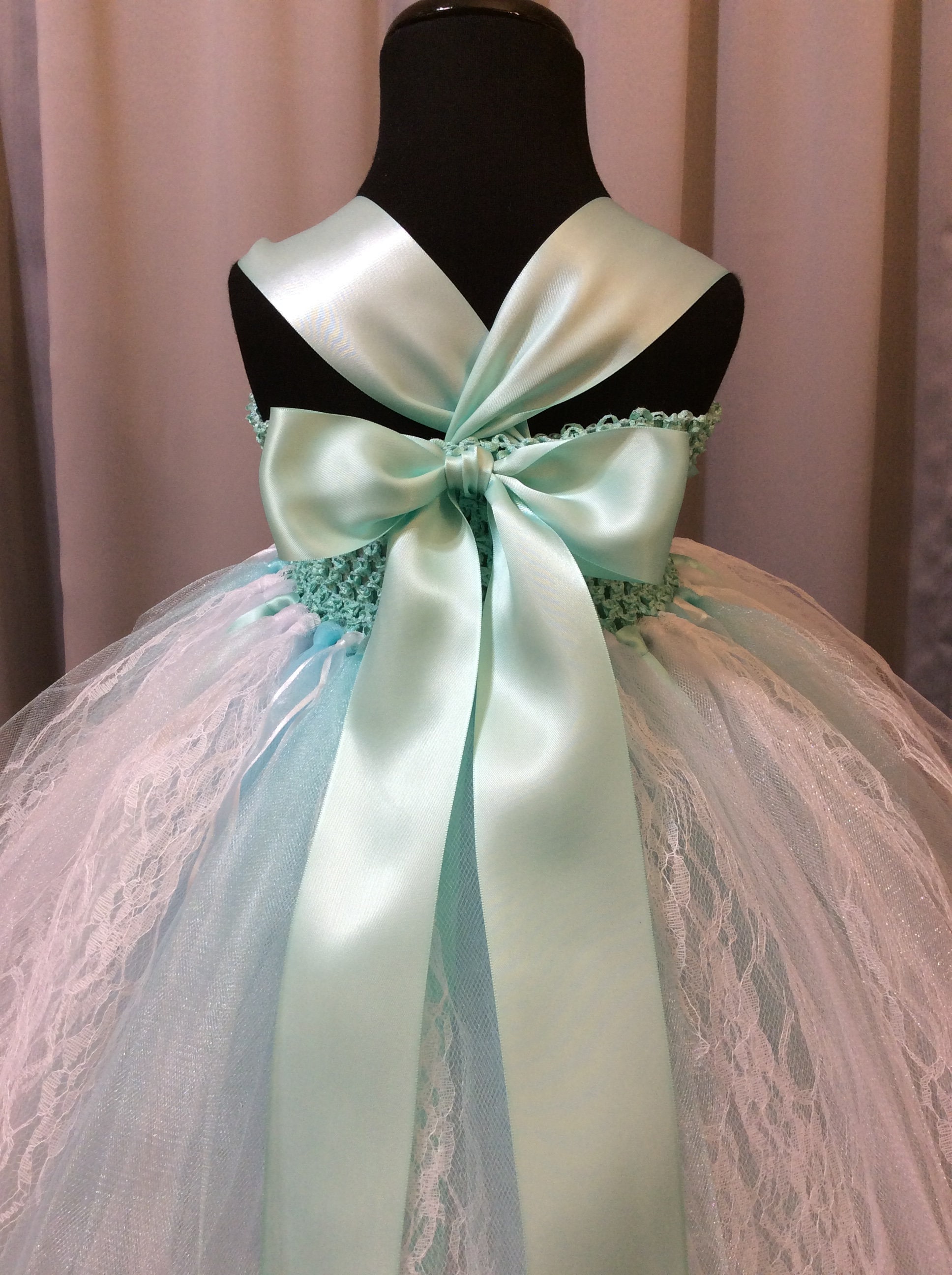 Aqua and White Lace Princess Tutu Dress for Girls Flower | Etsy