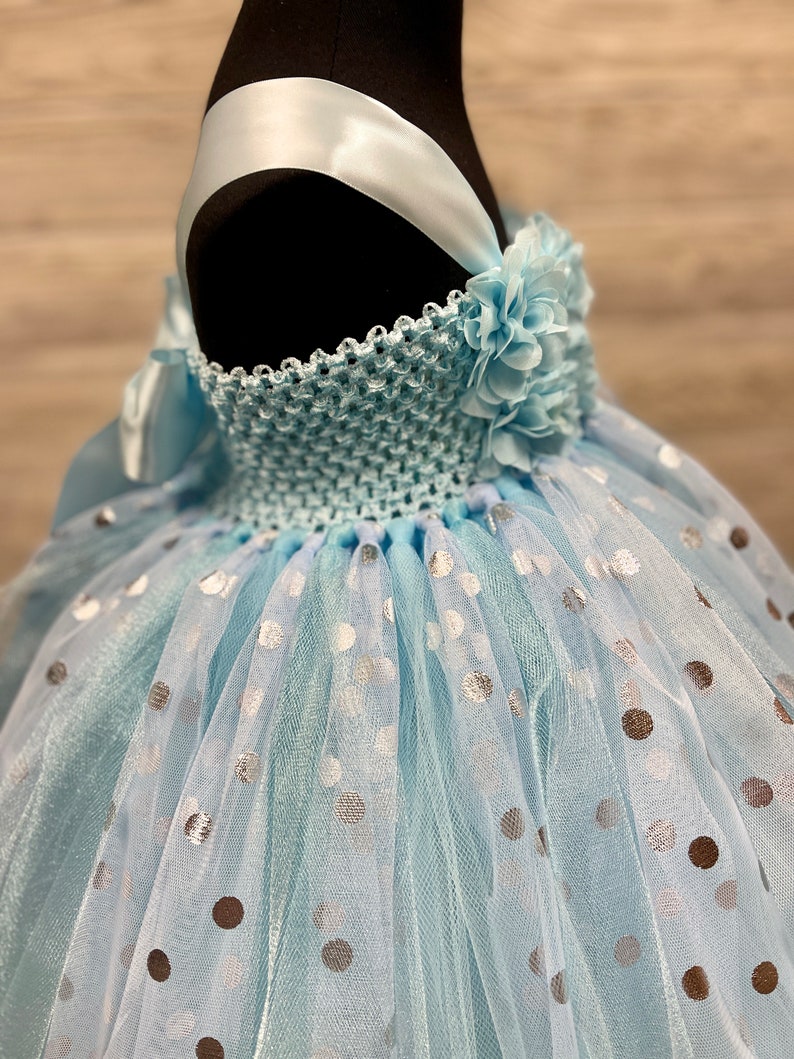 Light Blue With Silver Polka Dot Princess Tutu Dress for Girls - Floral ...