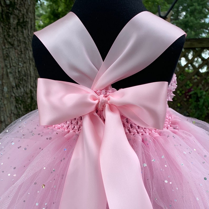 Pink Princess Tutu Dress for Girls - Sparkle Dot Tulle - Floral Bodice ...