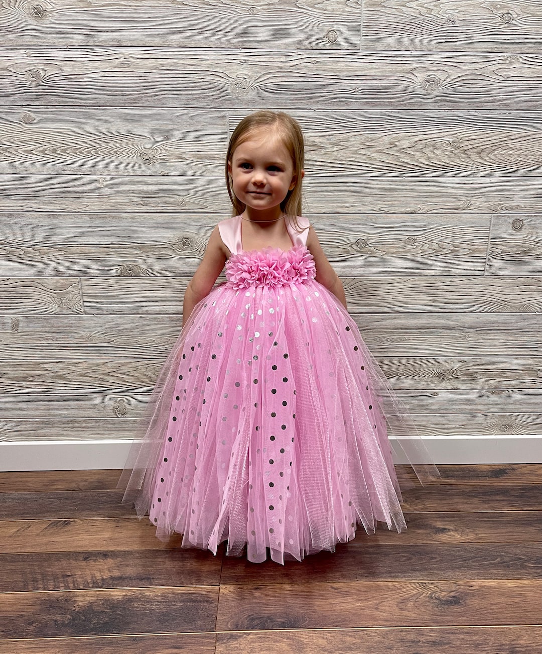 Pink With Silver Polka Dot Princess Tutu Dress for Girls - Floral ...