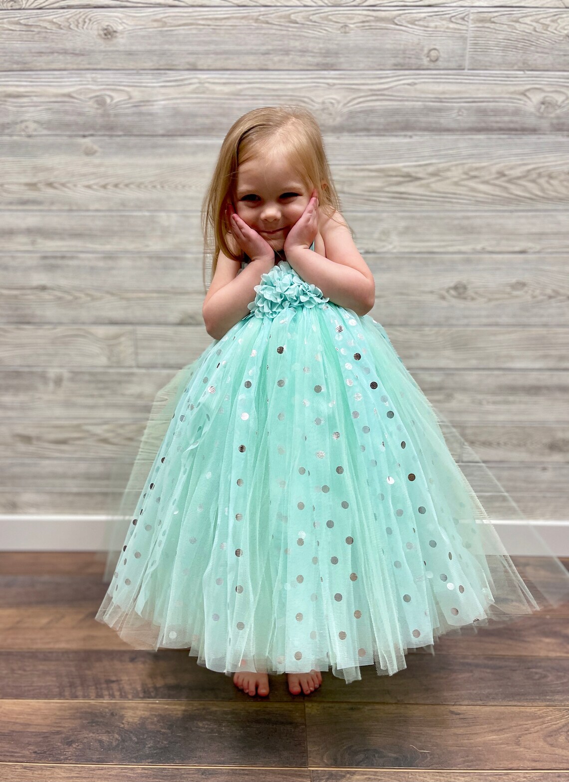 Mint Green With Silver Polka Dot Princess Tutu Dress for Girls - Etsy