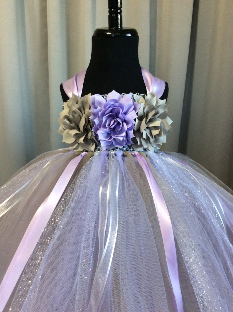 Silver and Lavender Floral Princess Tutu Dress for Girls - Etsy